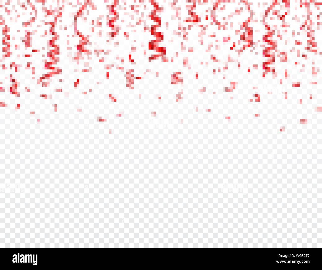 Christmas, Valentines day red confetti with ribbon on transparent ...