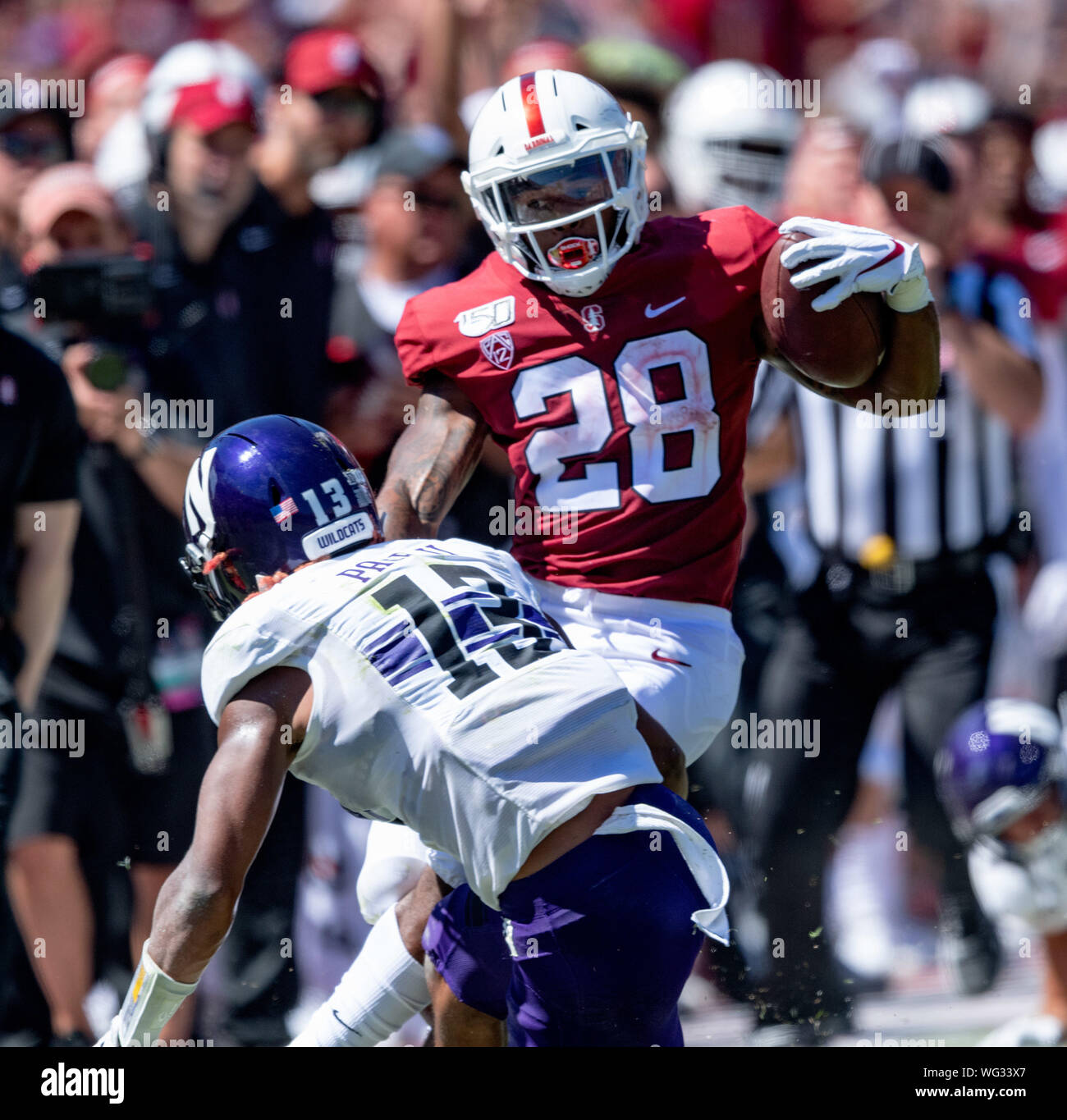 August 31, 2019: Stanford Cardinal running back Dorian Maddox (28) is ...