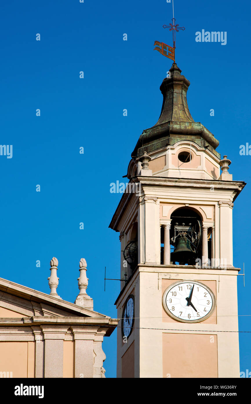 Church Tower With Bell And Clock Stock Photo - Alamy