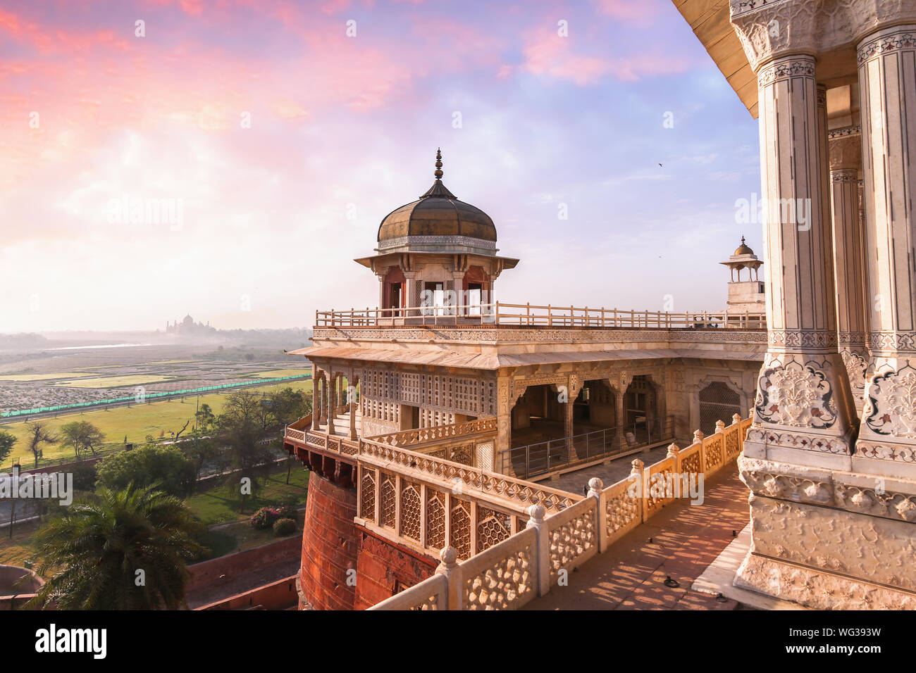 Agra Fort medieval India fort with view of Musamman Burj dome at ...