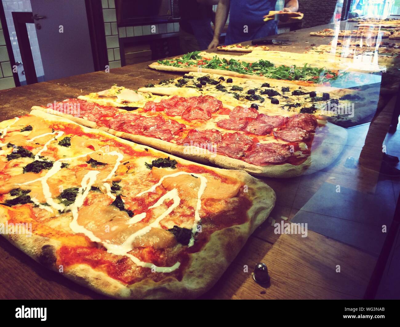 Wooden pizza table hi-res stock photography and images - Alamy