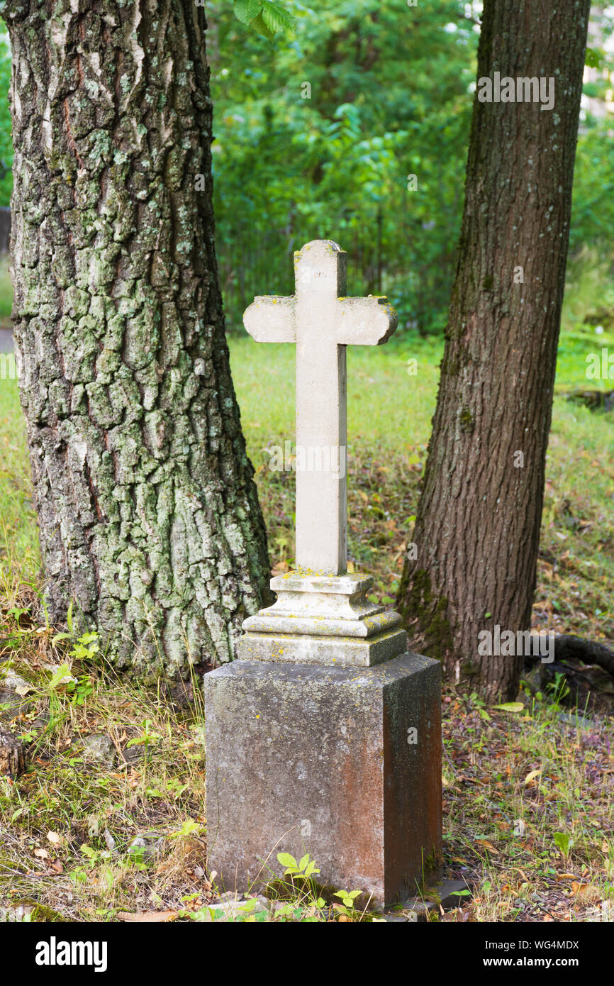 Stone cross at Siselinna kalmistu cemetery in Tallinn Estonia Stock ...