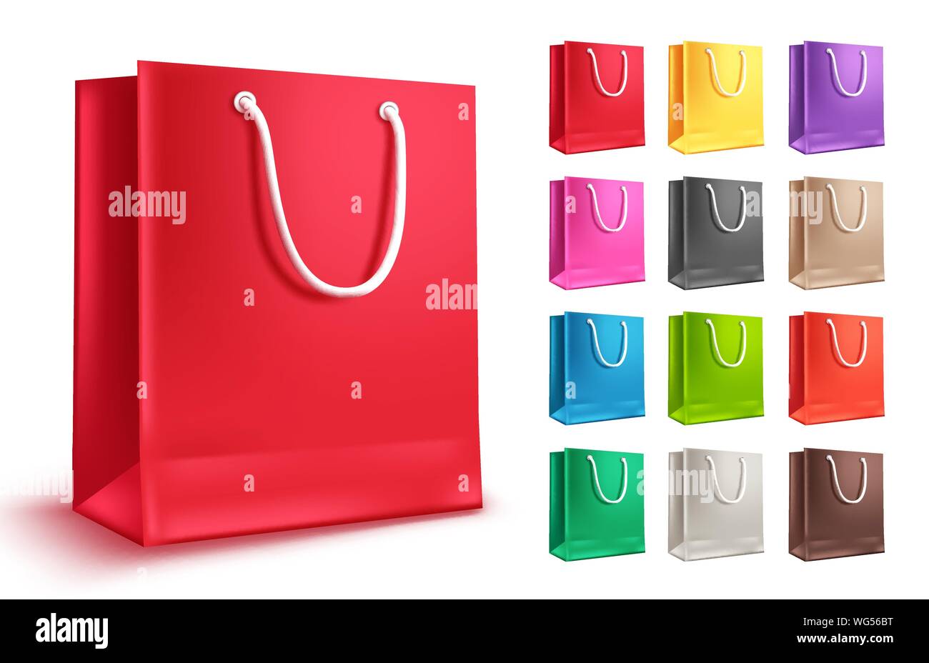 Colorful shopping bag vector set. Empty paper bags for shopping and ...