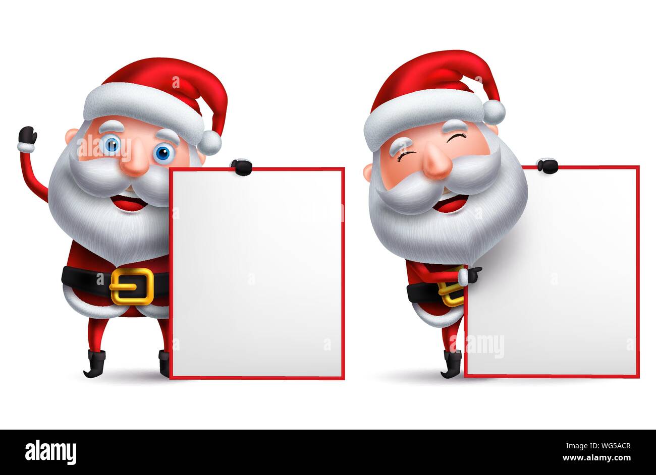 Santa claus vector christmas character set holding blank white board ...