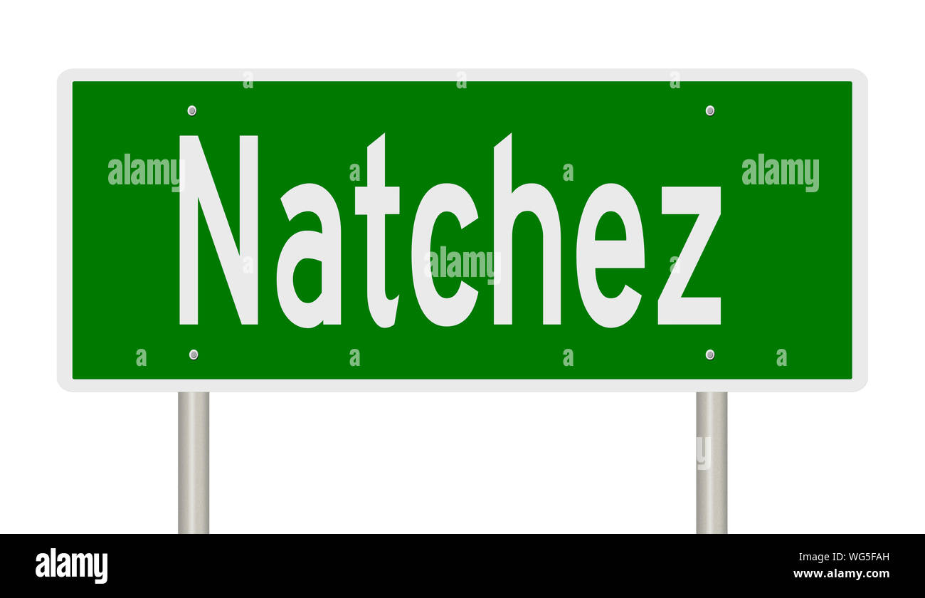 Rendering of a green highway sign for Natchez Mississippi Stock Photo ...