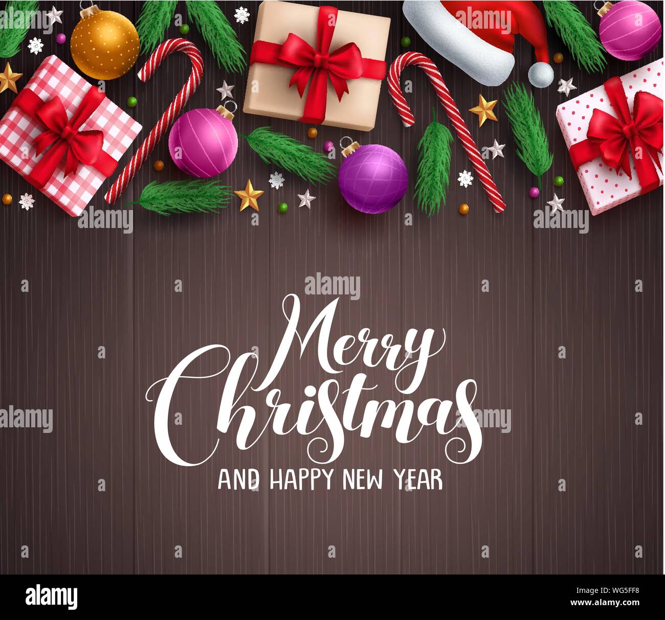 Christmas background vector template with merry christmas greeting ...