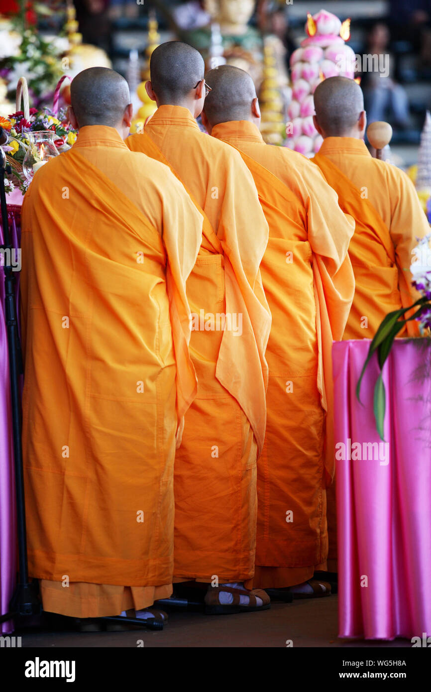 Rear View Of Monk At Temple Stock Photo - Alamy