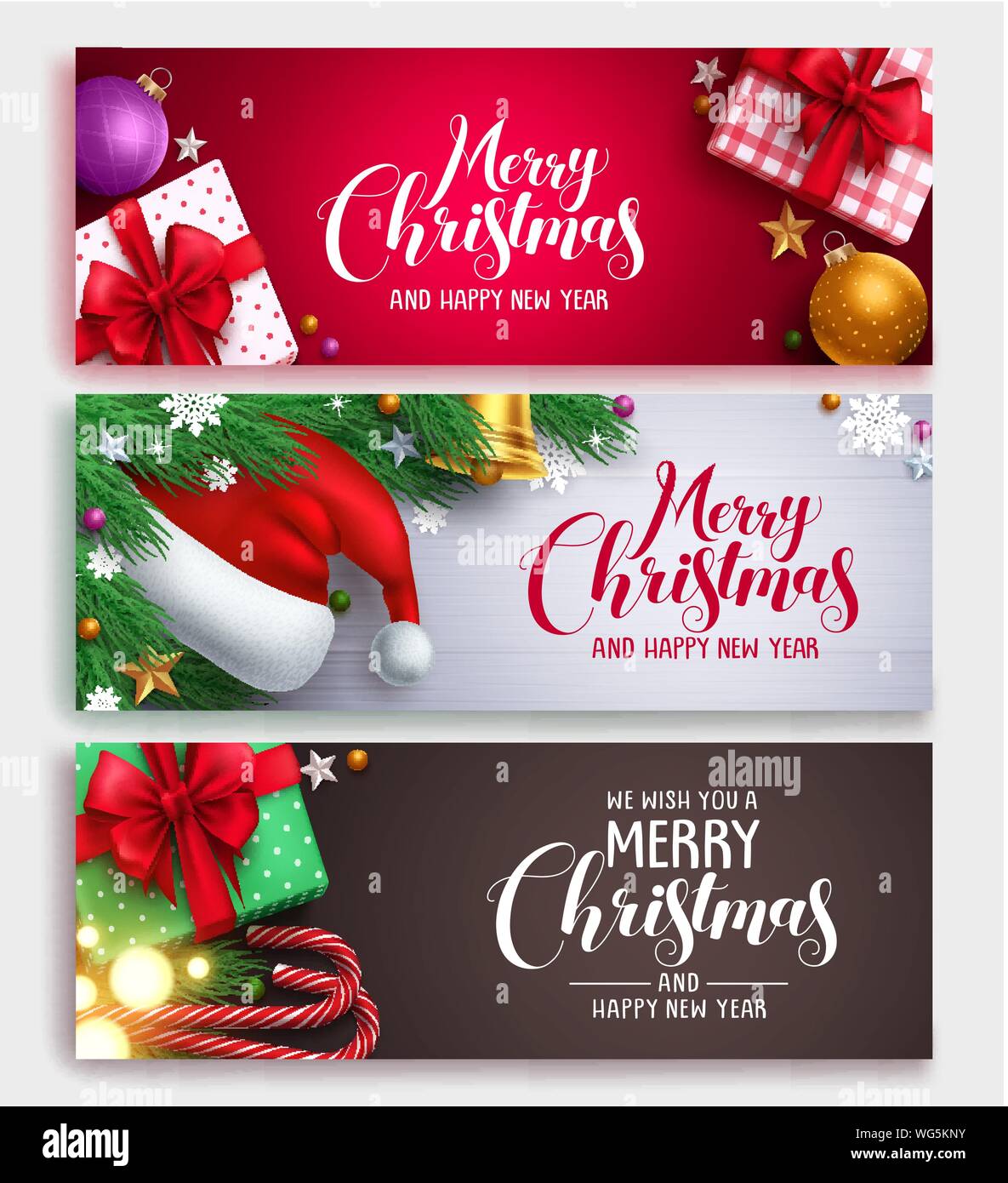 Christmas vector banner design set with colorful backgrounds, christmas ...