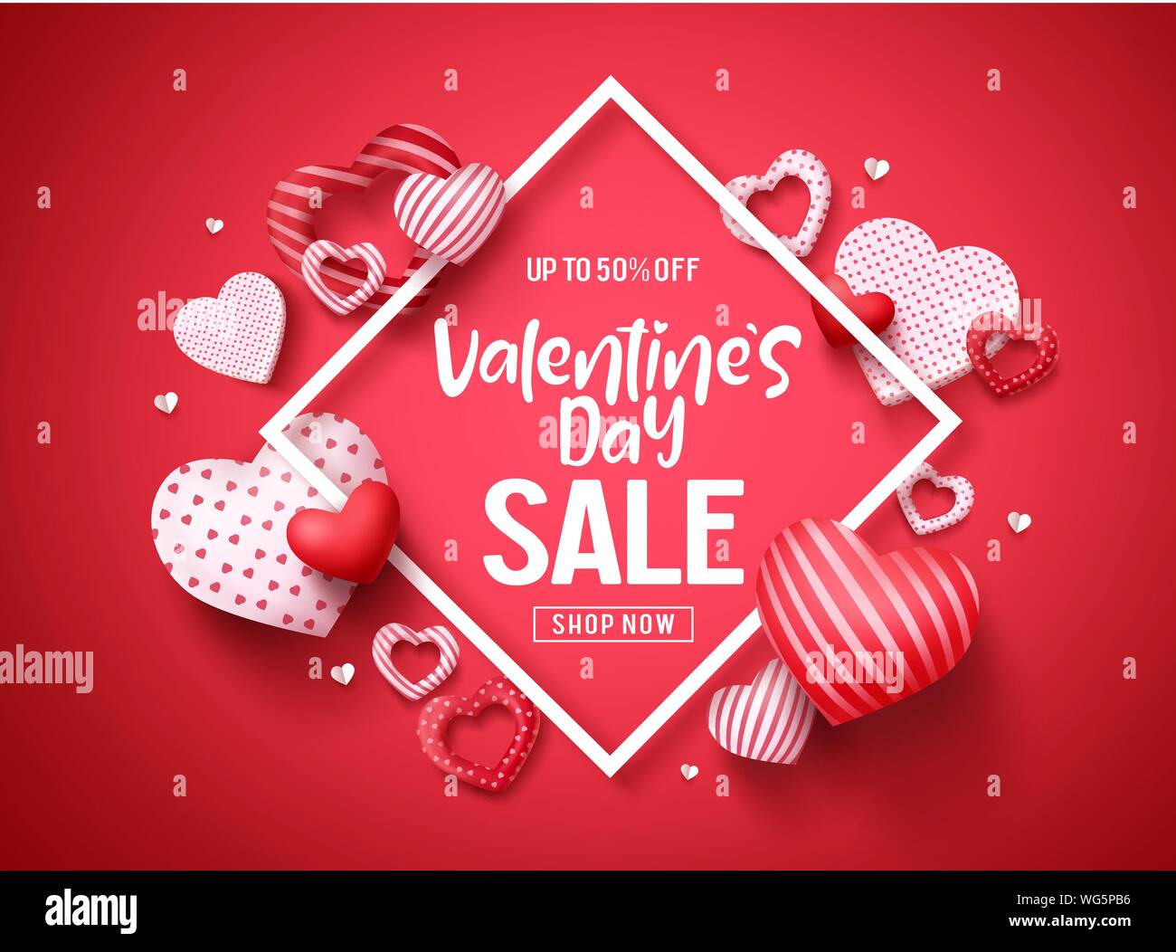 Valentines sale vector banner design. Valentines day store discount ...