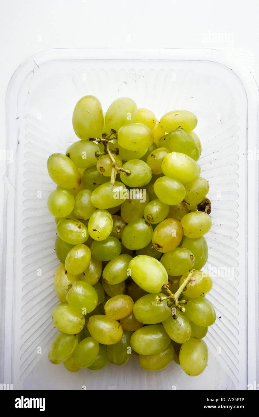 Plastic Carton/Box of Green Grapes, Crete, Greece Stock Photo - Alamy