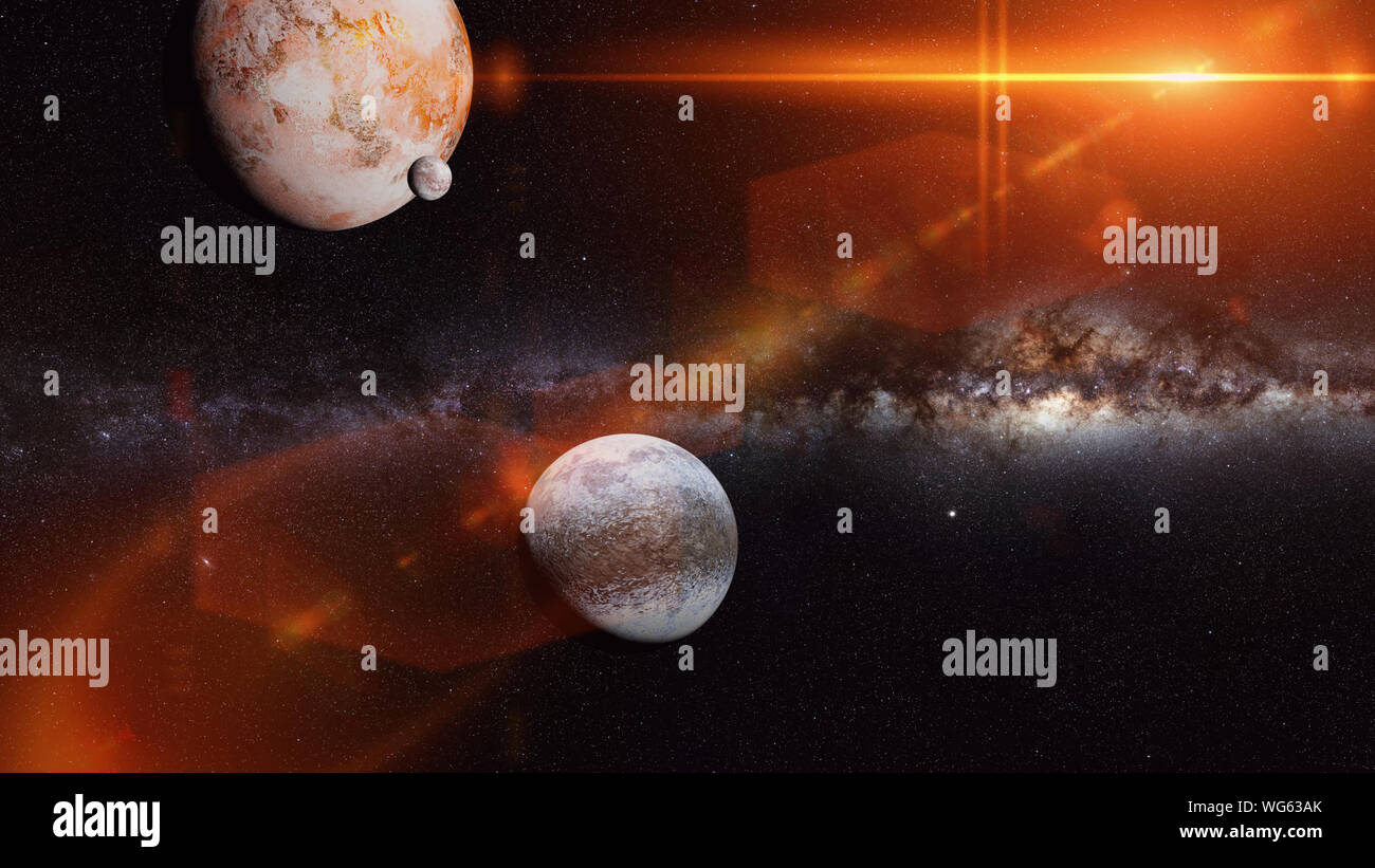 alien worlds, planet with moons in distant solar system Stock Photo - Alamy