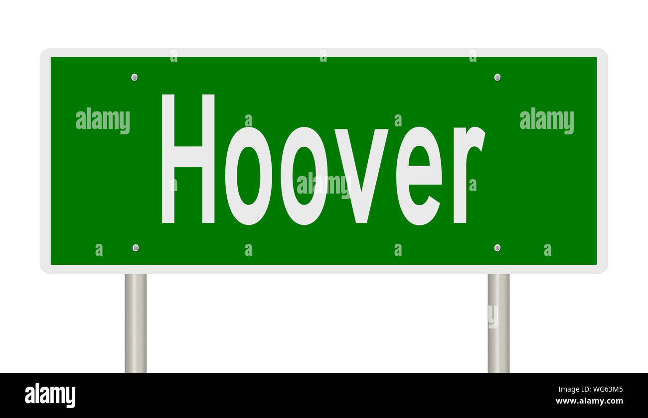 Rendering of a green highway sign for Hoover Alabama Stock Photo - Alamy