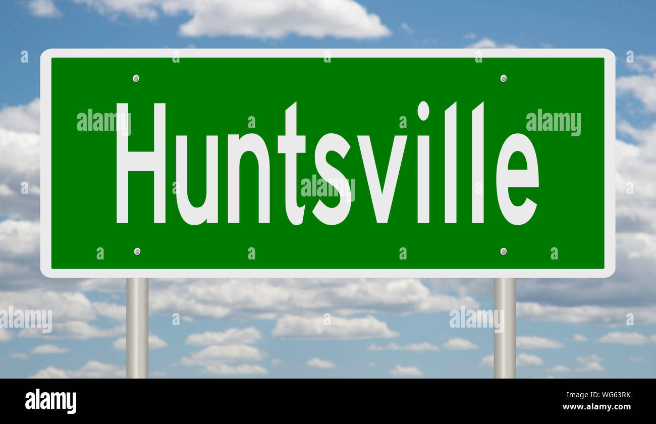 Rendering of a green highway sign for Huntsville Alabama Stock Photo ...