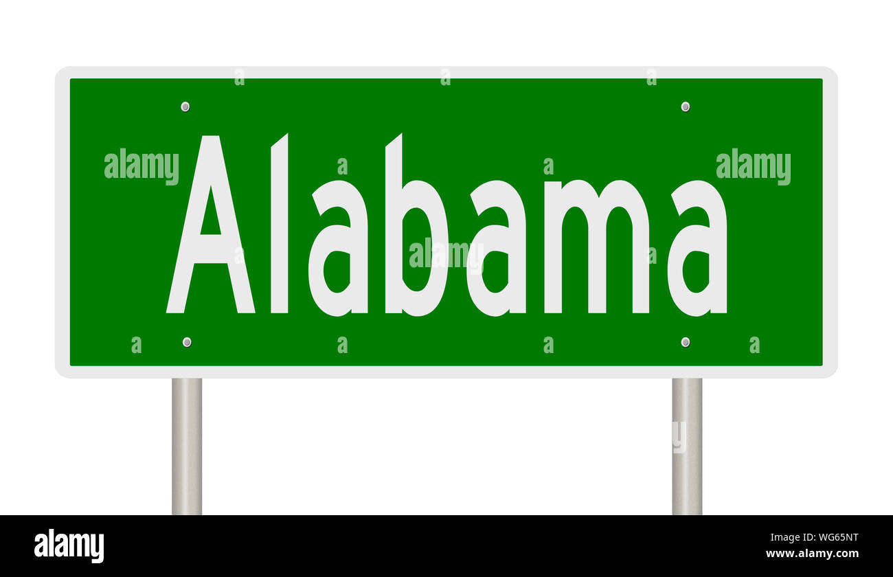 Rendering of a green highway sign for Alabama Stock Photo - Alamy