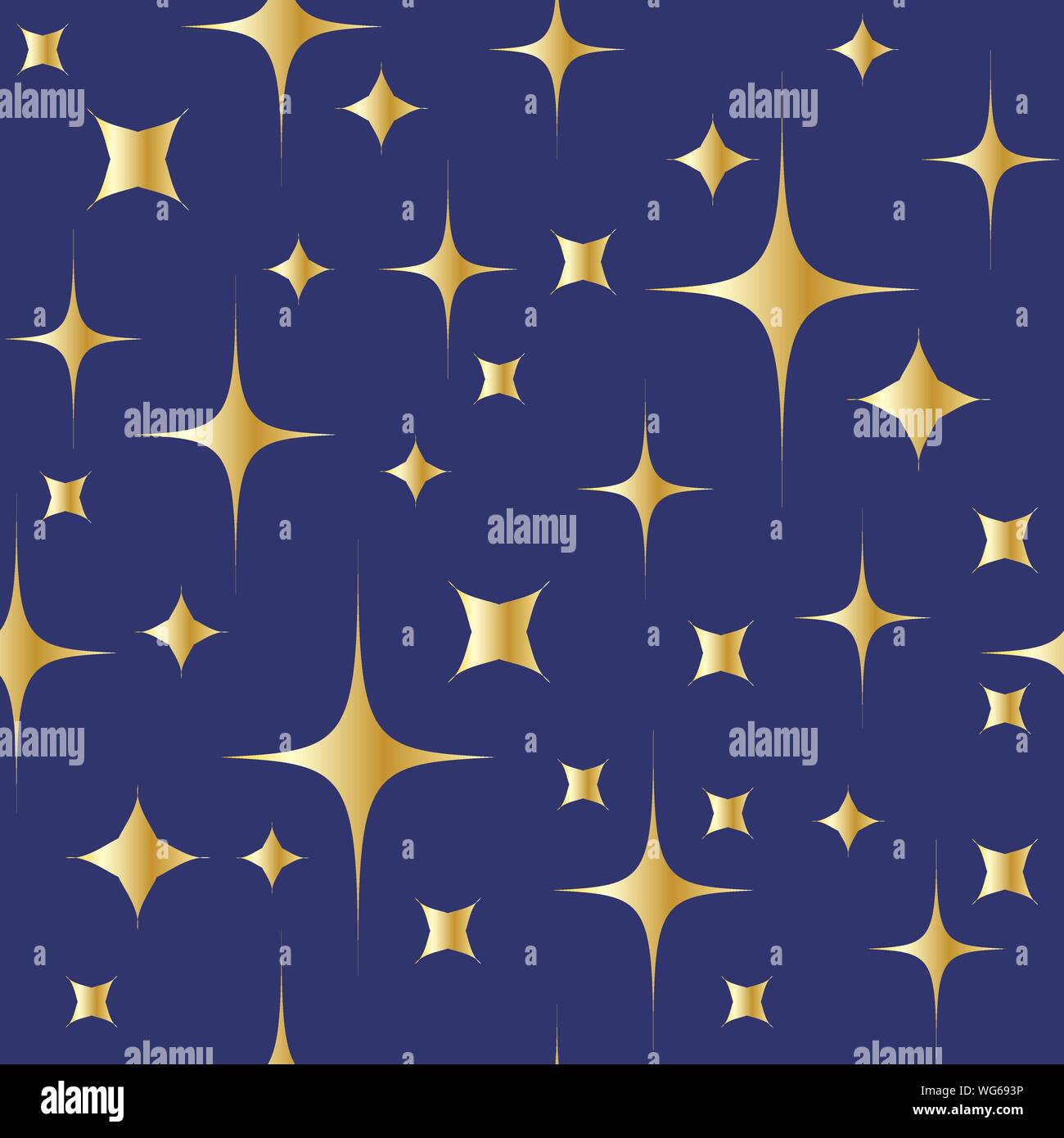 Seamless pattern with shining gold stars on night sky background ...