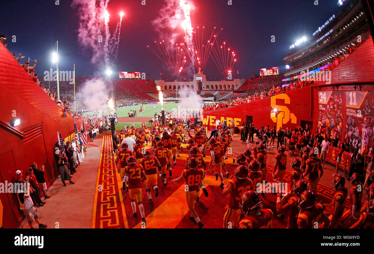 August 31, 2019 USC Trojans football team run onto the field before the ...