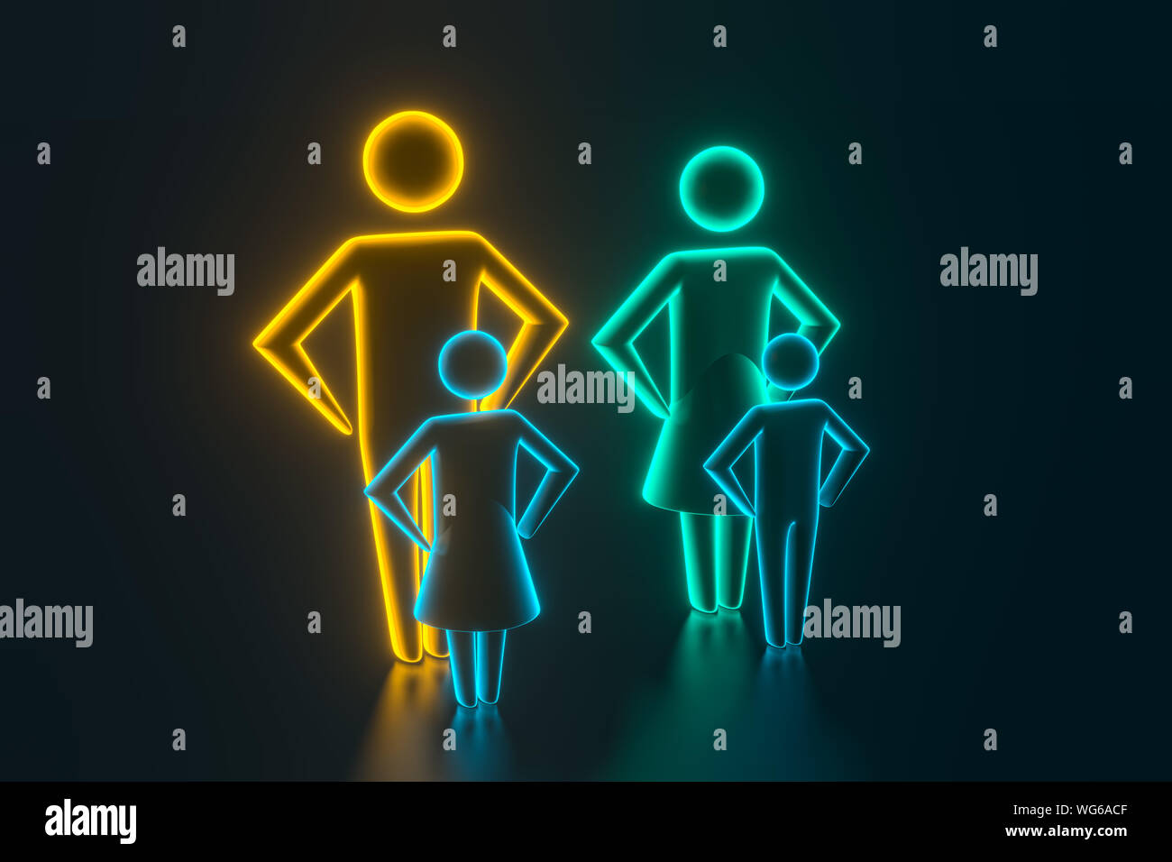 3d people - parents with children. 3d figures of family father, mother ...