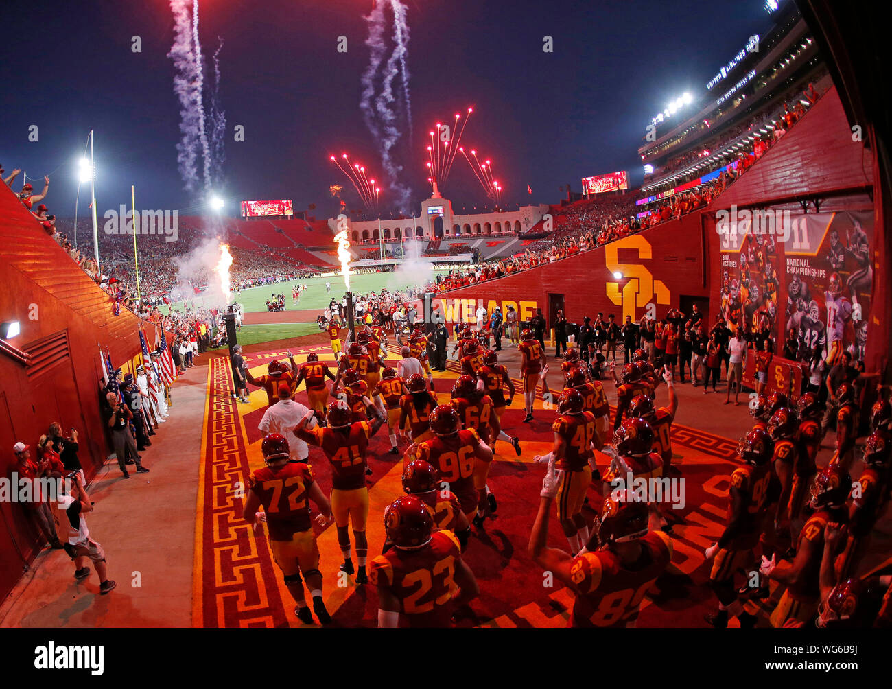 August 31, 2019 USC Trojans football team run onto the field before the ...