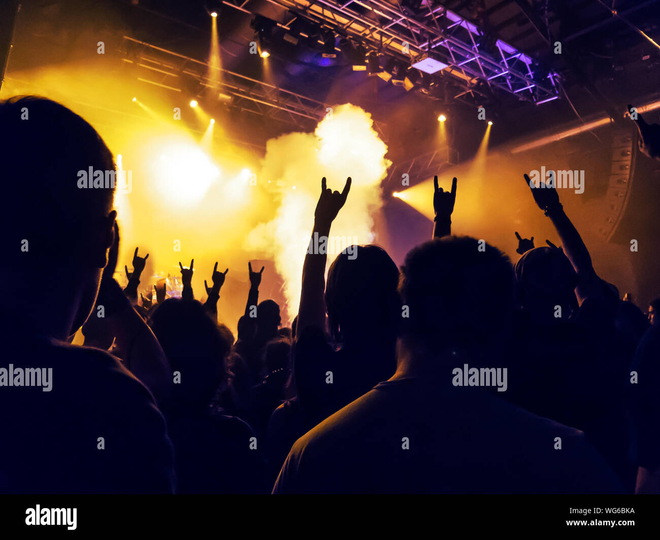 Concert hall crowded with clapping people Stock Photo - Alamy