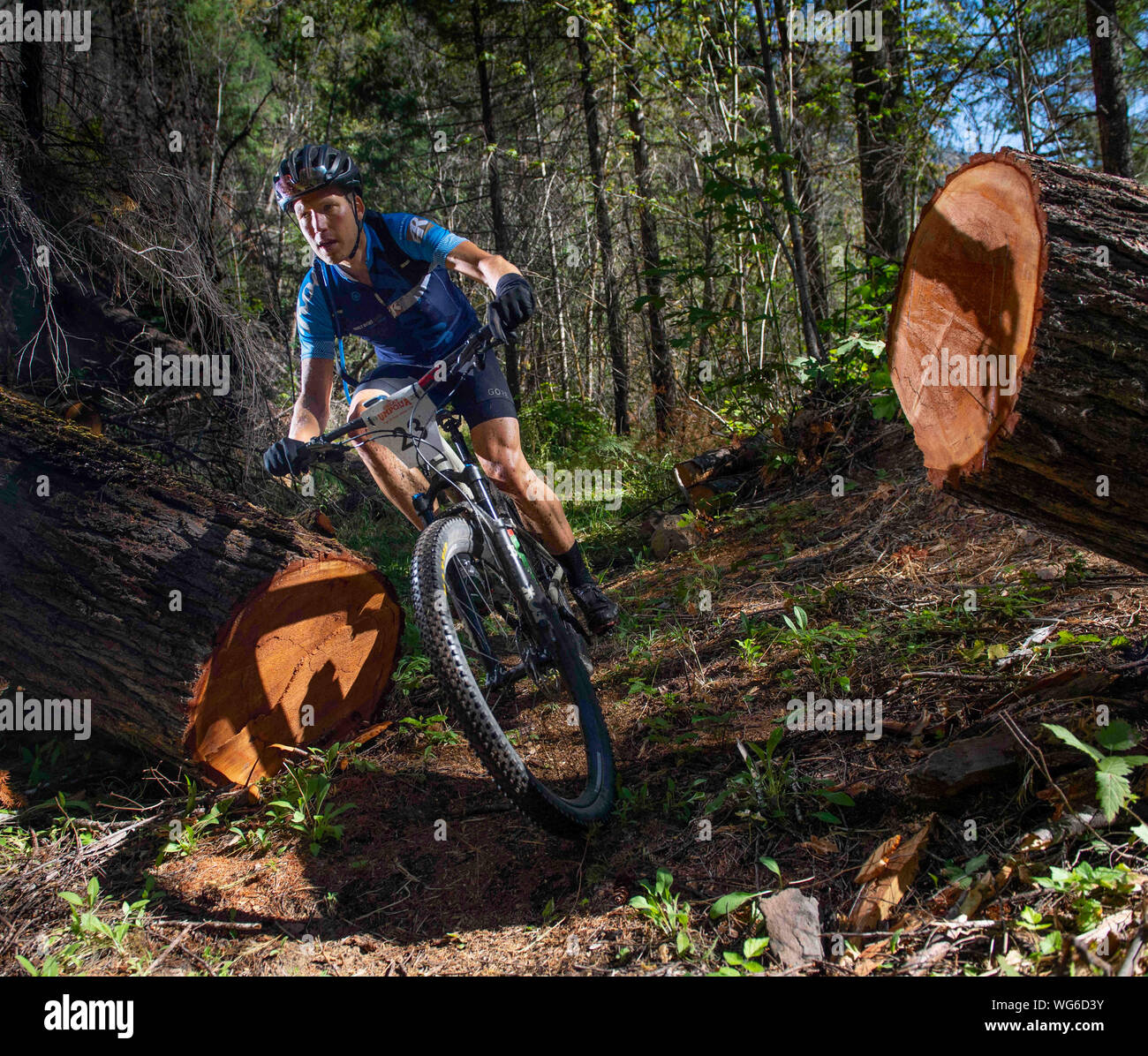 Glide, OREGON, USA. 31st Aug, 2019. LORAN GERE of Eugene, Ore., races ...
