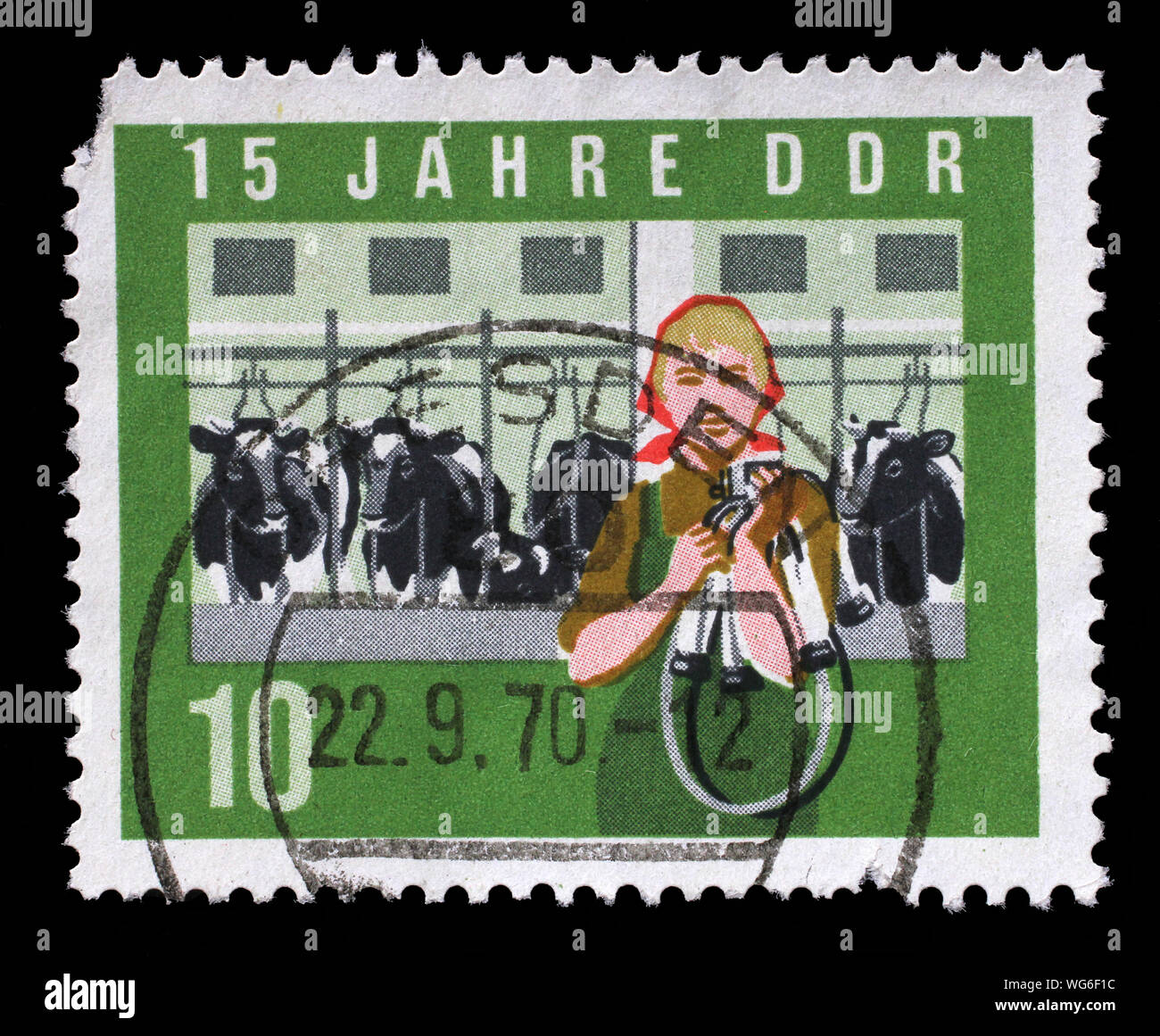Stamp issued in Germany - Democratic Republic (DDR) shows Milkmaid and ...