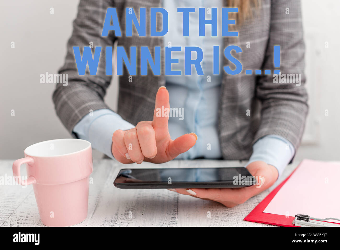 Conceptual hand writing showing And The Winner Is. Concept meaning ...