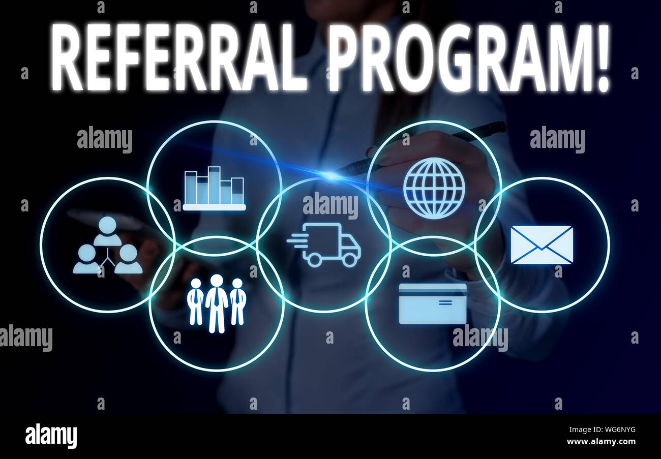 Conceptual hand writing showing Referral Program. Concept meaning ...