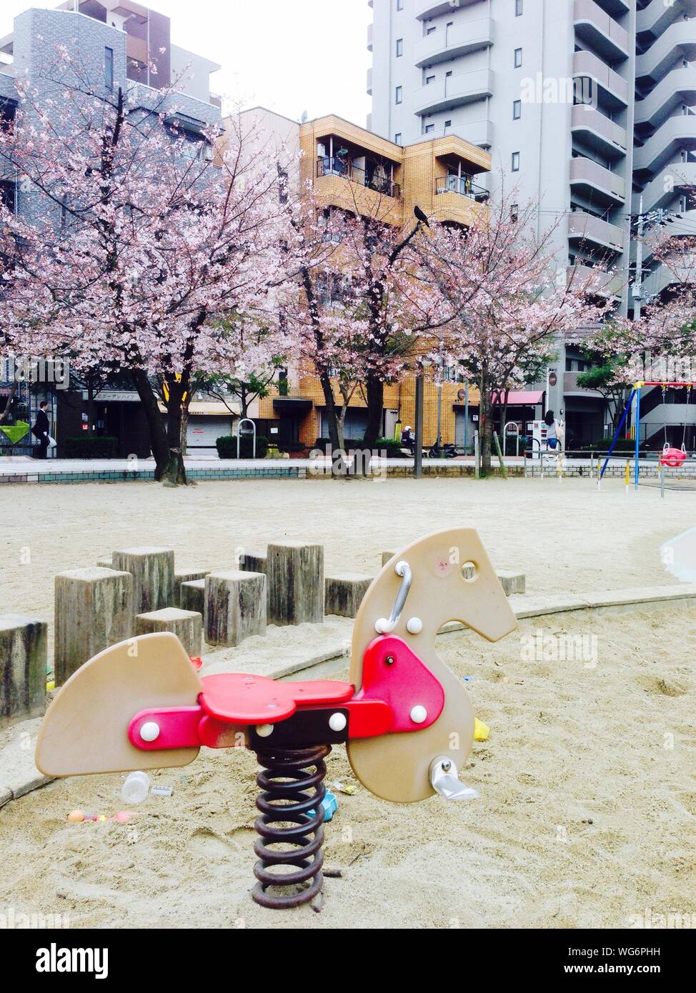 Horse Spring Ride At Playground Stock Photo - Alamy