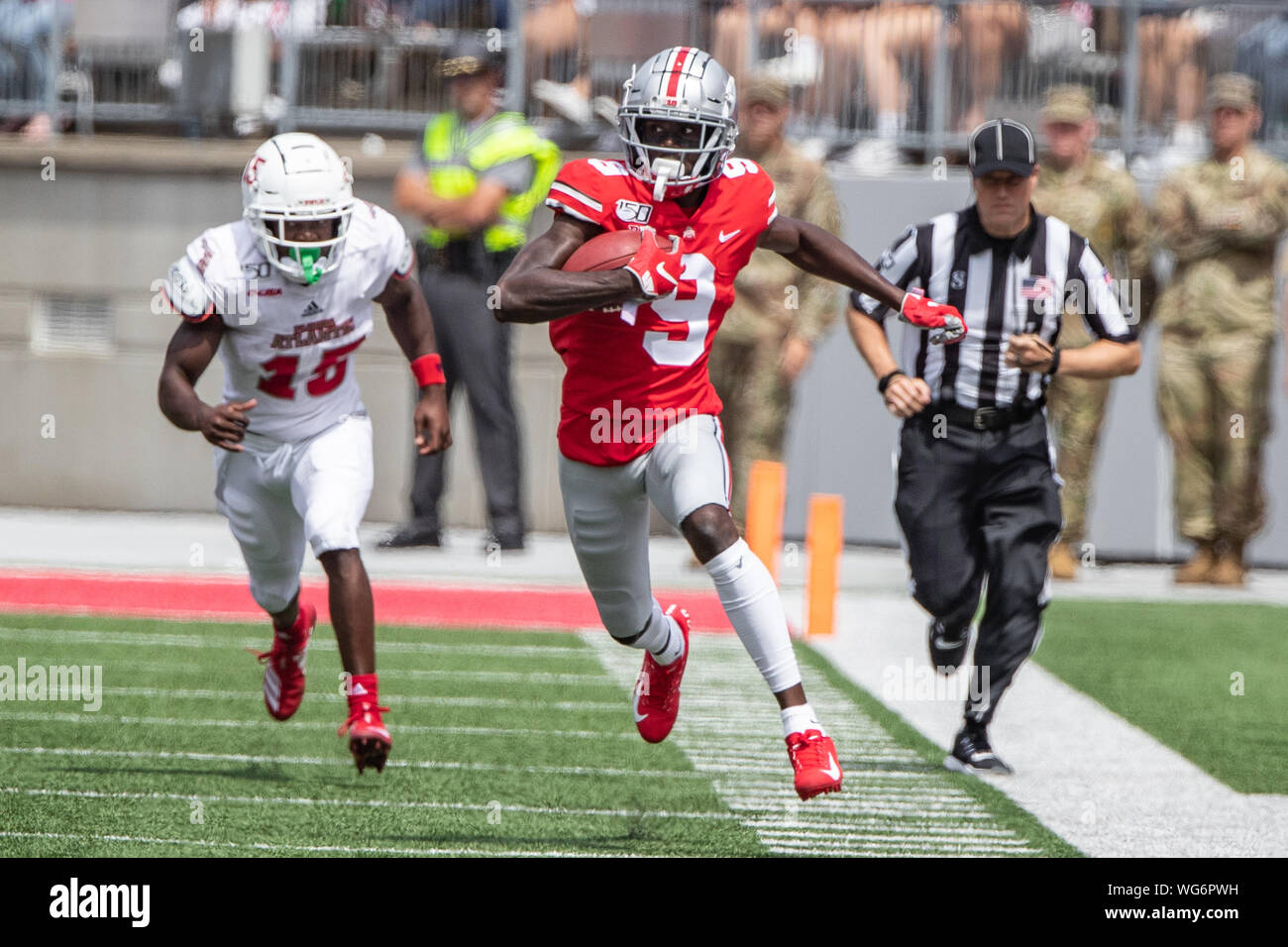 Columbus, Ohio, USA. 31st Aug, 2019. Ohio State Buckeyes wide receiver ...