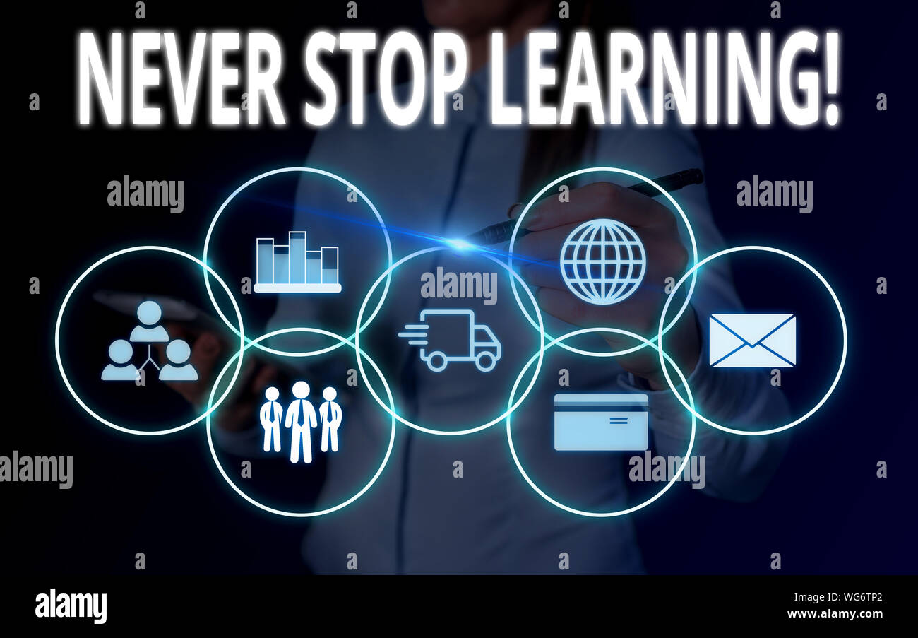 Conceptual hand writing showing Never Stop Learning. Concept meaning ...