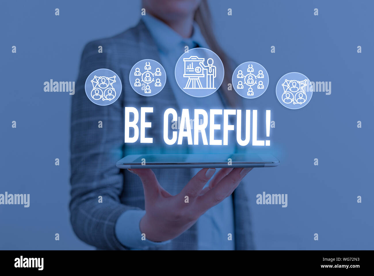 Writing note showing Be Careful. Business concept for making sure of ...