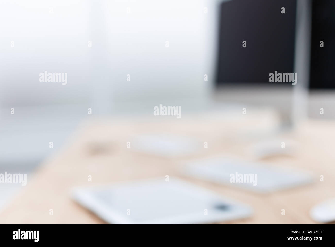 close up. blurred image of an office Desk . business background Stock ...