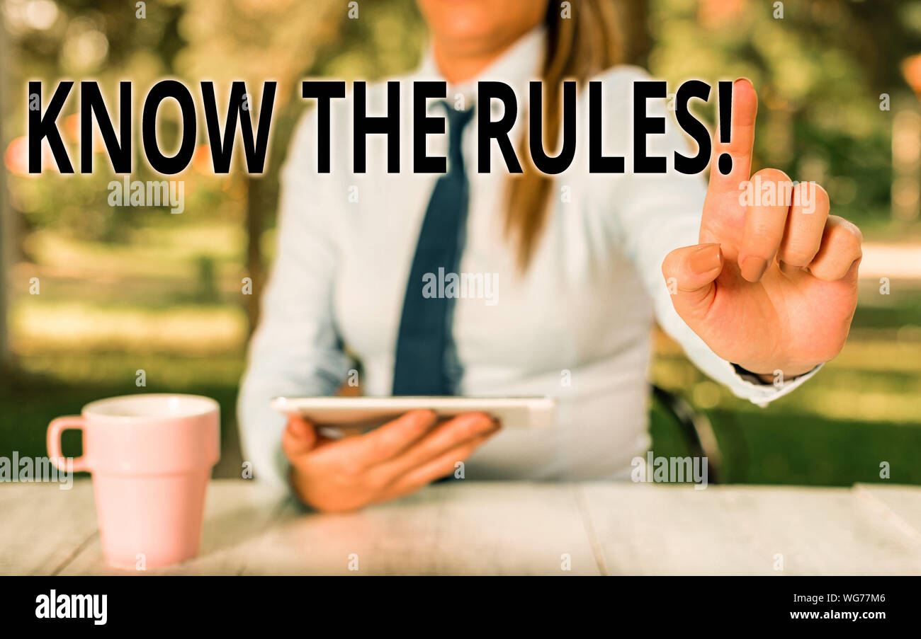Conceptual hand writing showing Know The Rules. Concept meaning set ...