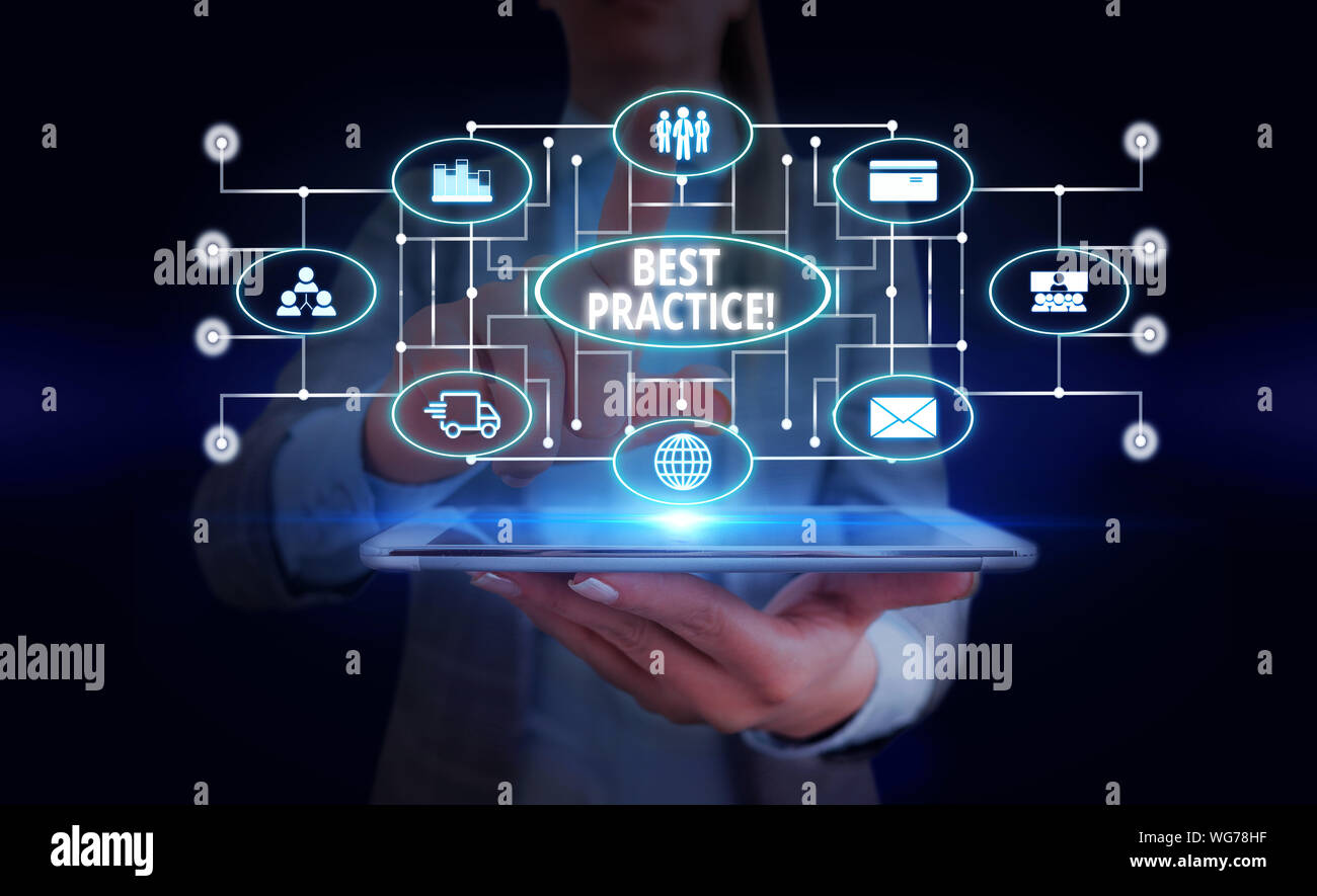 Handwriting text Best Practice. Conceptual photo commercial procedures ...