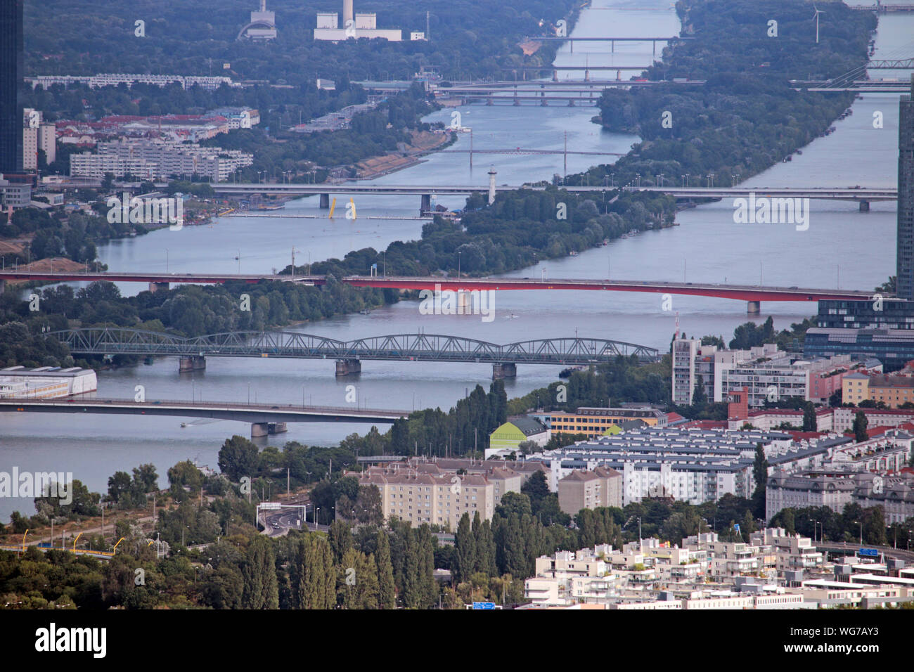 bridges on the Danube river Vienna cityscape Austria Stock Photo - Alamy