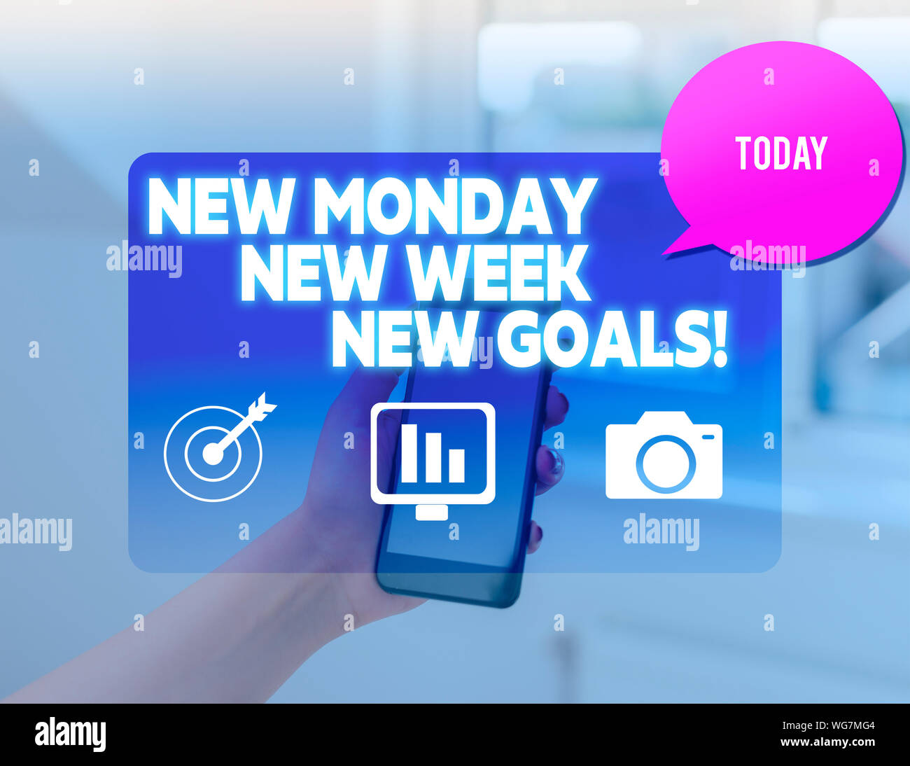 Conceptual hand writing showing New Monday New Week New Goals. Concept meaning goodbye weekend ...