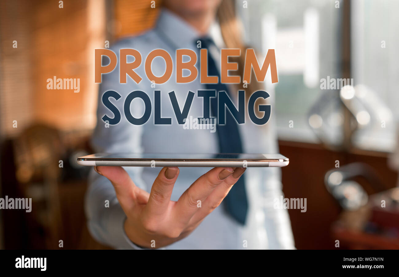 Writing note showing Problem Solving. Business concept for process of finding solutions to ...