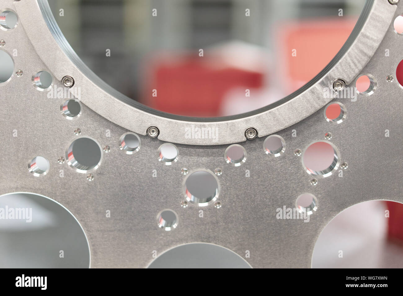 A scientific circular installation made out of aluminum. It consists of ...