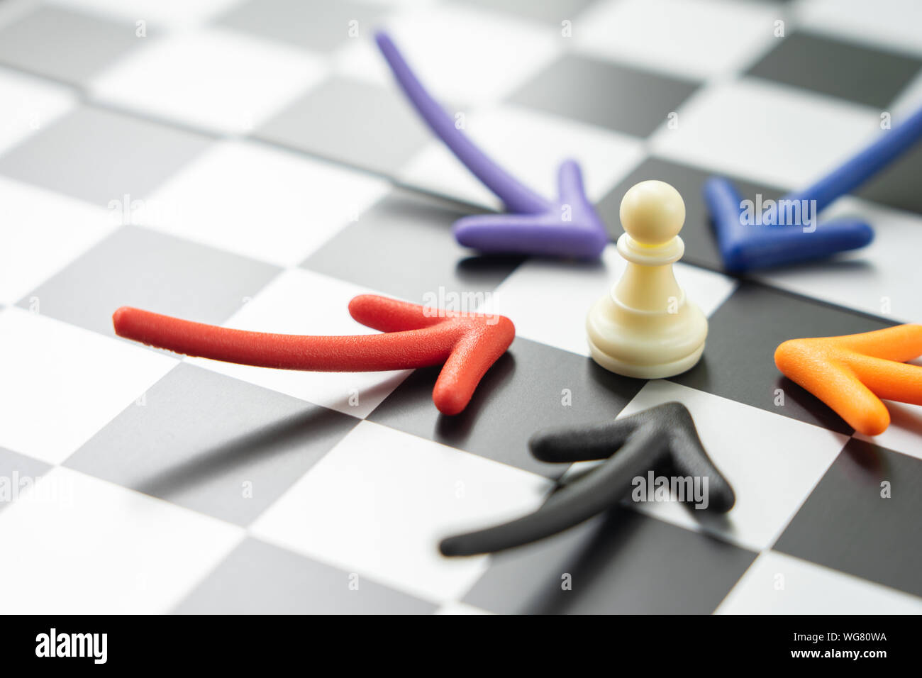 chessboard with a chess piece on the back Negotiating in business. as ...