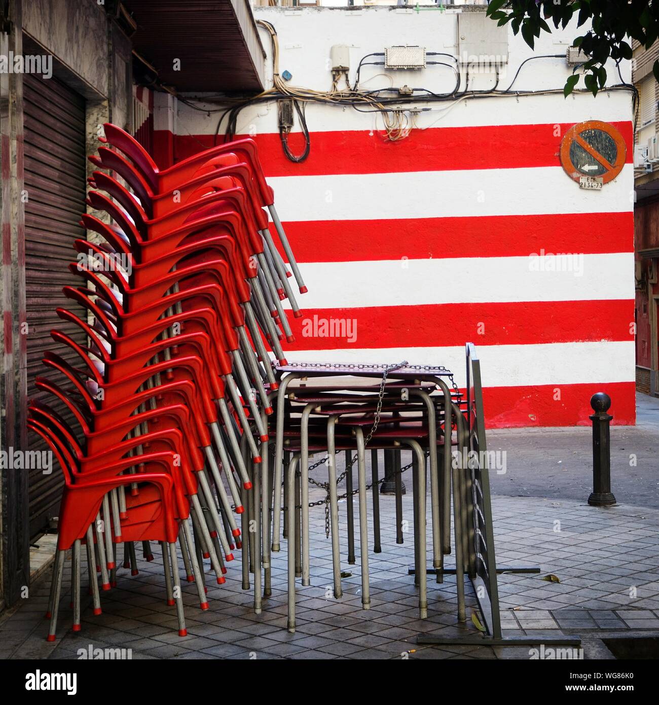 Stack Of Red Chairs High Resolution Stock Photography and Images - Alamy