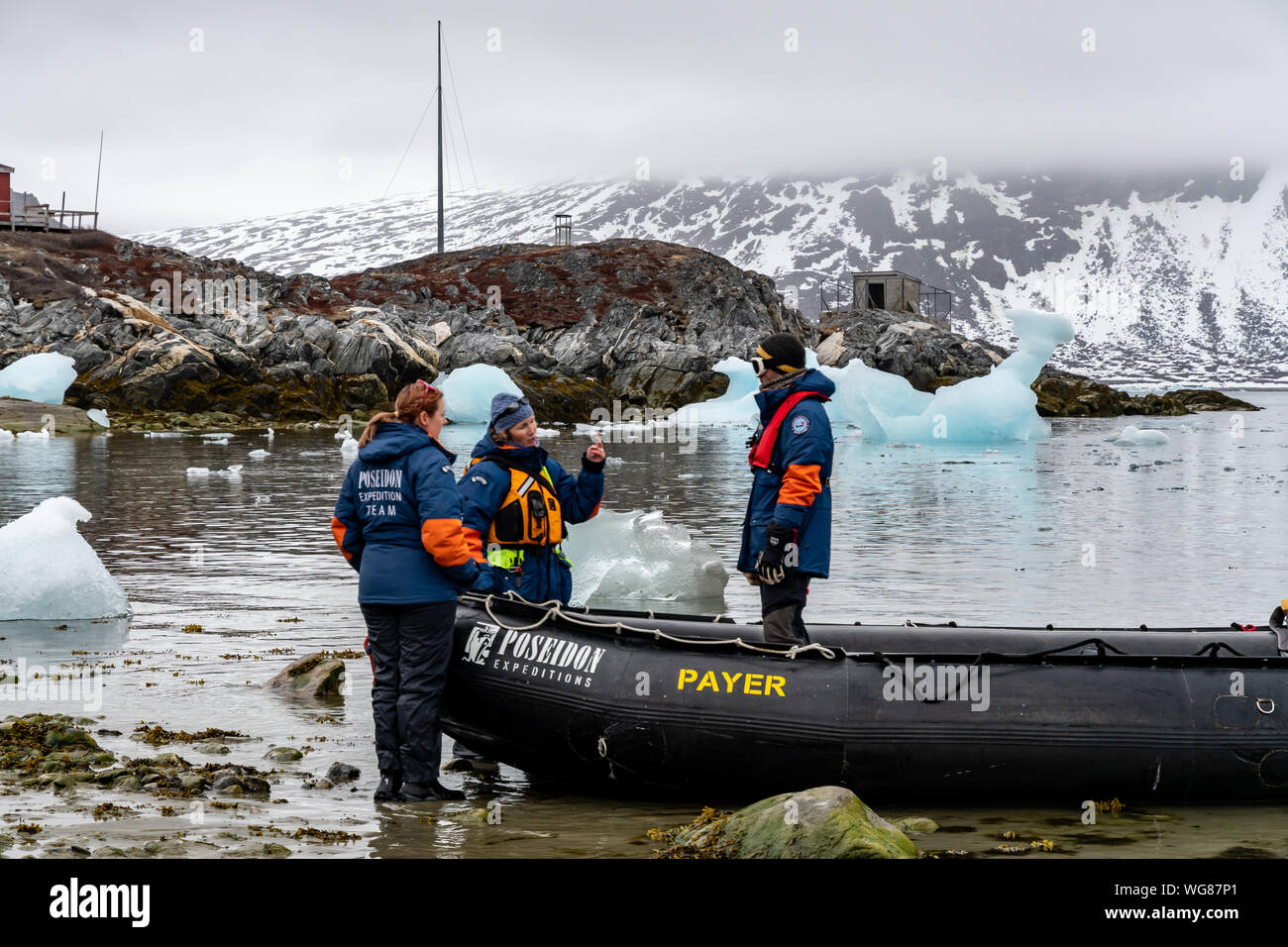 Zodiac launch from Poseidon Expedition to Coastal Greenland Stock Photo ...