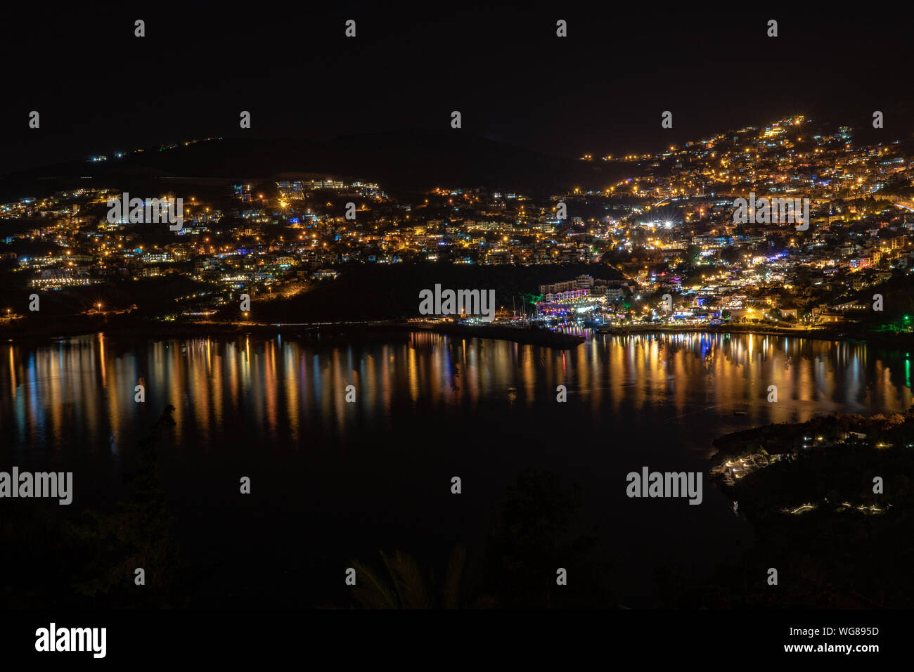 Nightrime cityscape of Turkish Coastal city Kalkan Stock Photo - Alamy