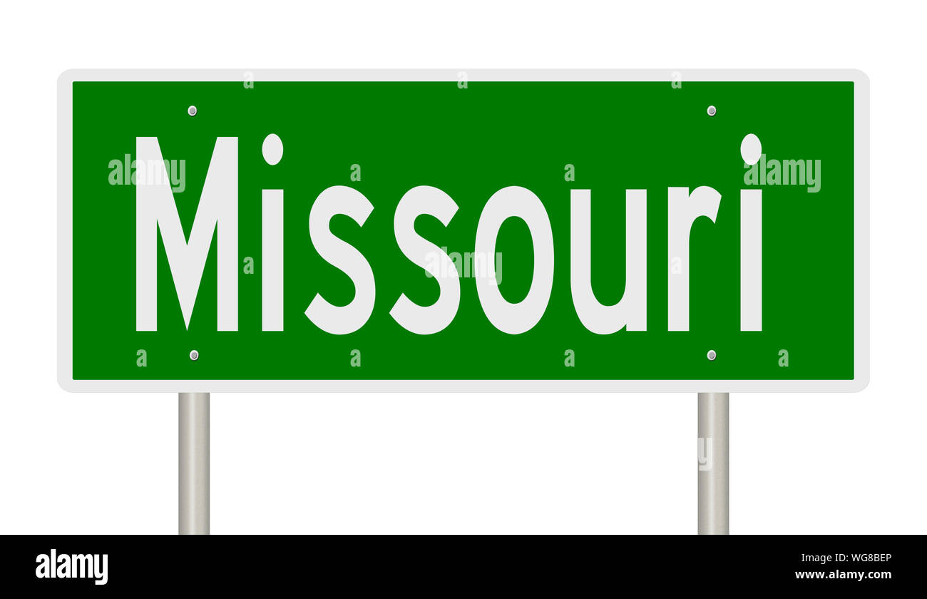 Rendering of a green highway sign for Missouri Stock Photo - Alamy