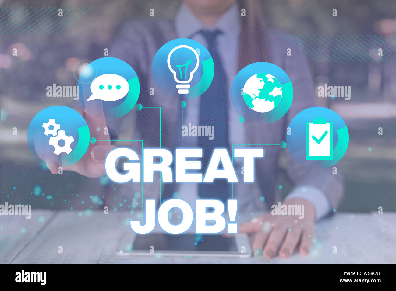Text sign showing Great Job. Business photo showcasing used praising ...