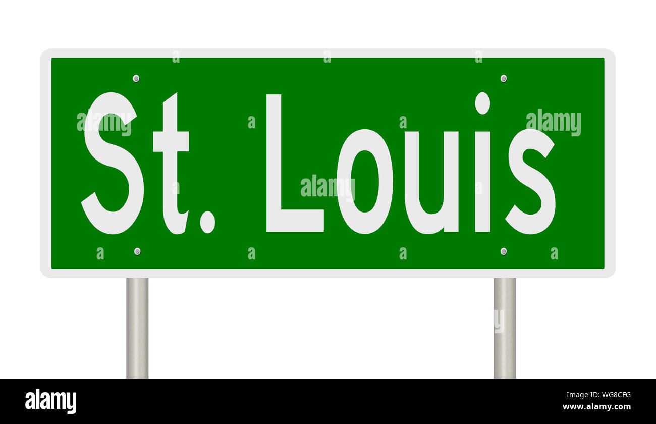 Rendering of a green highway sign for St. Louis Missouri Stock Photo ...