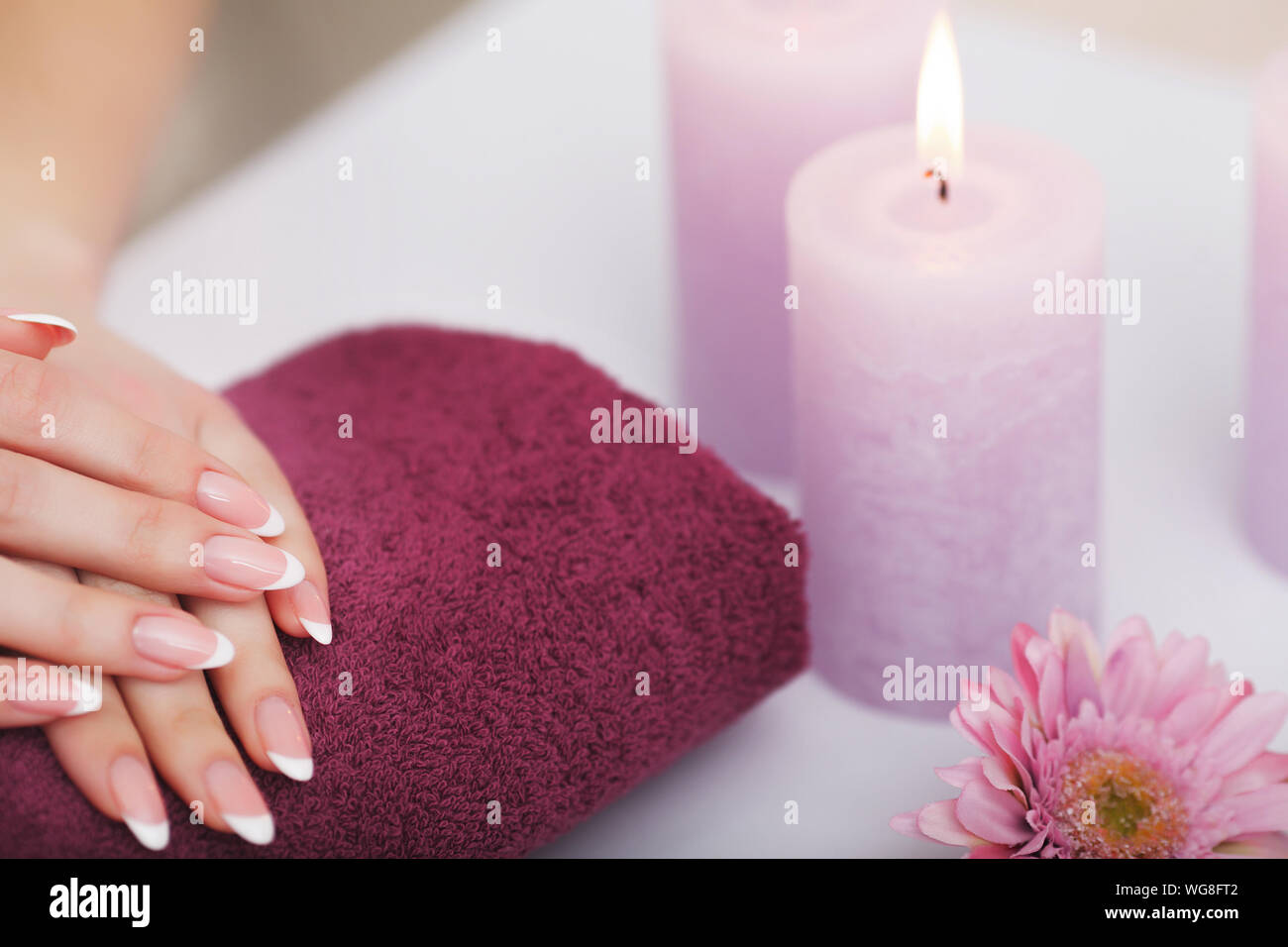 Woman soaking hands in bowl hi-res stock photography and images - Alamy