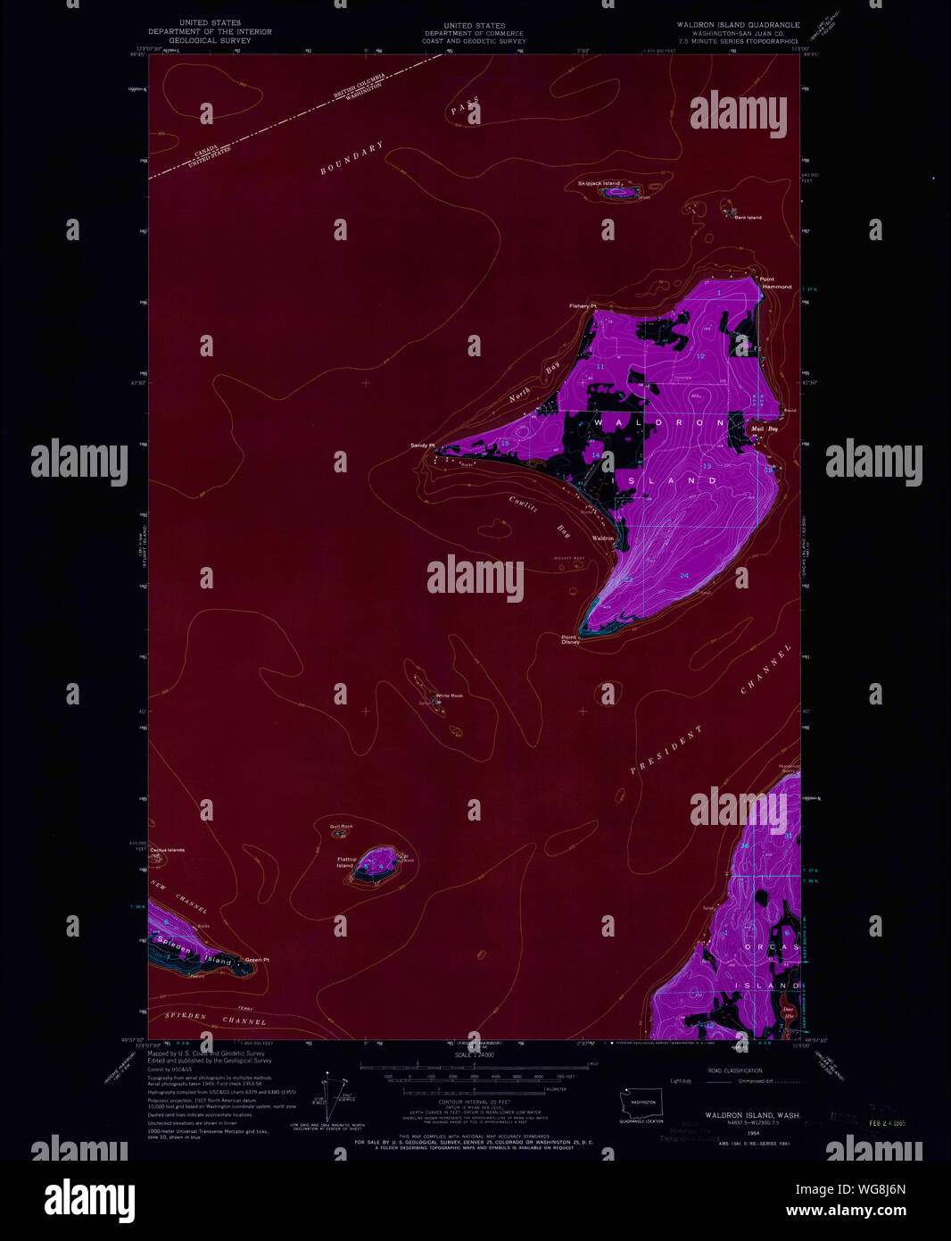 USGS Topo Map Washington State WA Waldron Island 244496 1954 24000 ...
