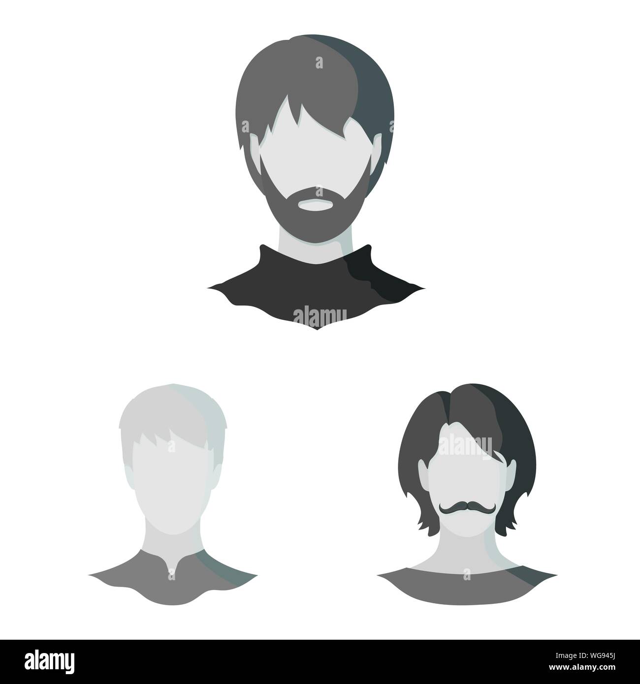 Vector illustration of character and profile logo. Set of character and ...