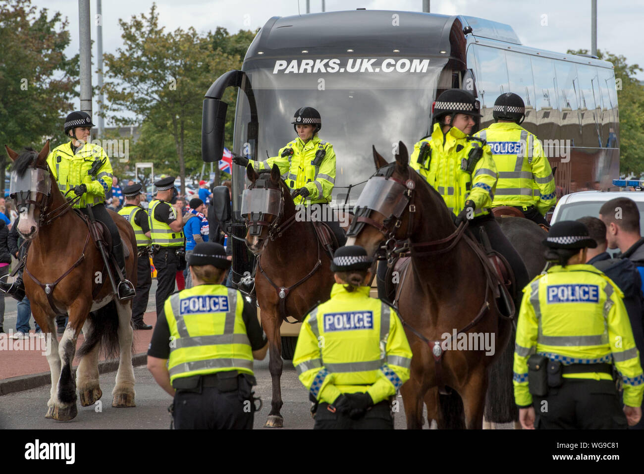 Rangers team bus arrives hi-res stock photography and images - Alamy