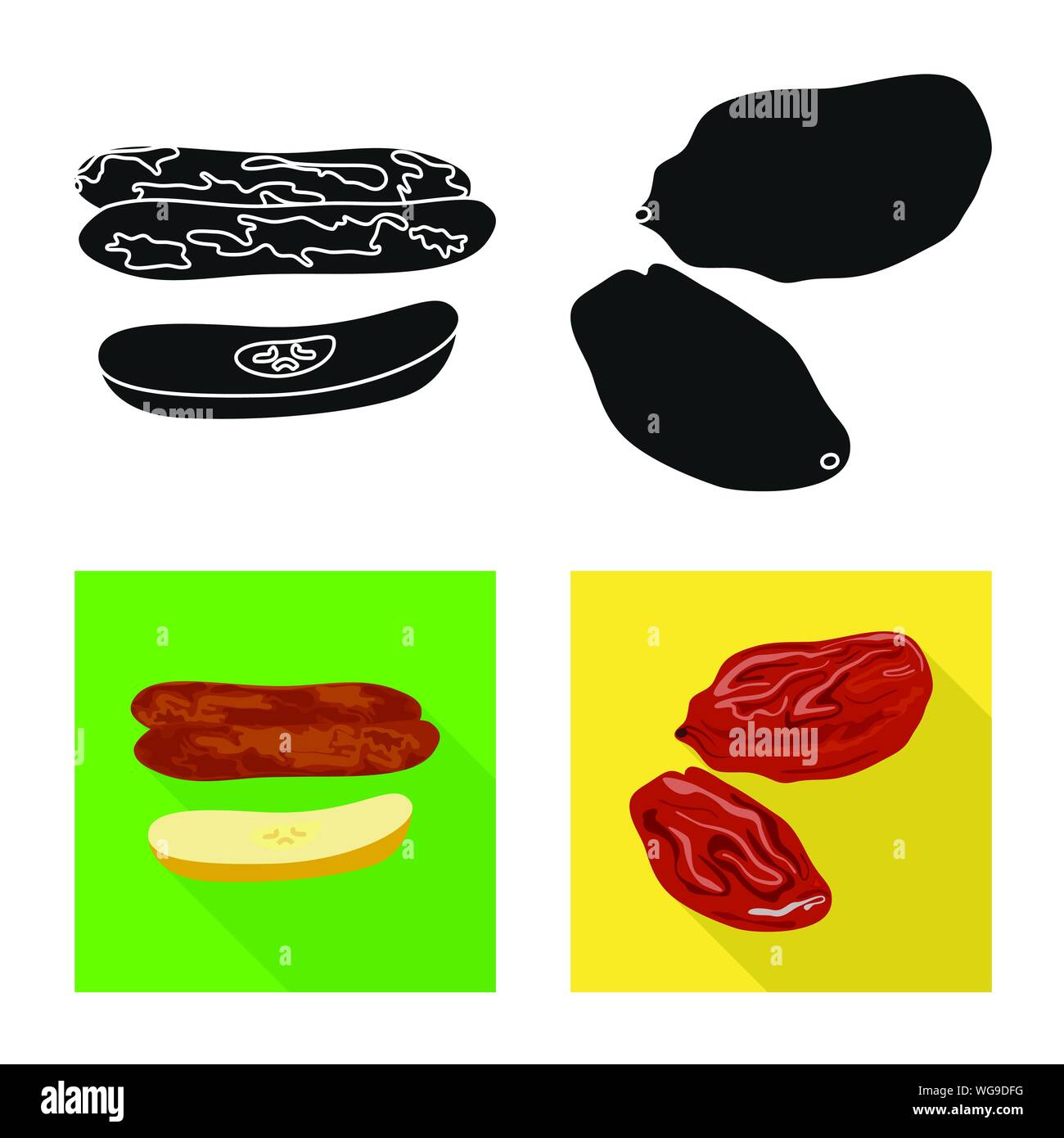 Vector illustration of food and raw sign. Set of food and nature stock ...